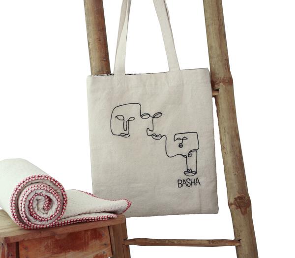 Embroidered Shopping Bag with Sari Lining | Basha Boutique