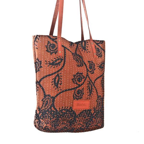 Tote Bag, Natural Dye, Paisley Pattern | Basha Boutique