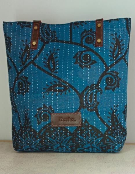 Tote Bag, Natural Dye, Paisley Pattern | Basha Boutique